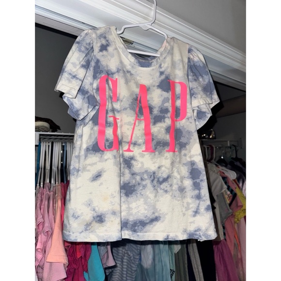 GAP | Shirts & Tops | Gap Blue And White Tiedye Tee With Pink Logo ...
